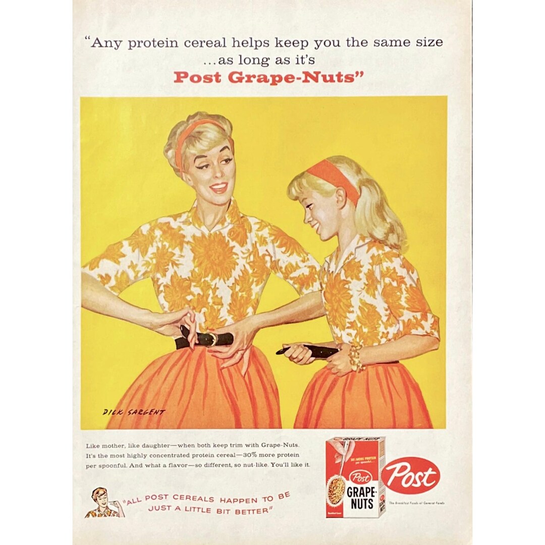 Vintage Print Ad Post Grape Nuts Cereal 1959 Original Magazine Cereal ...