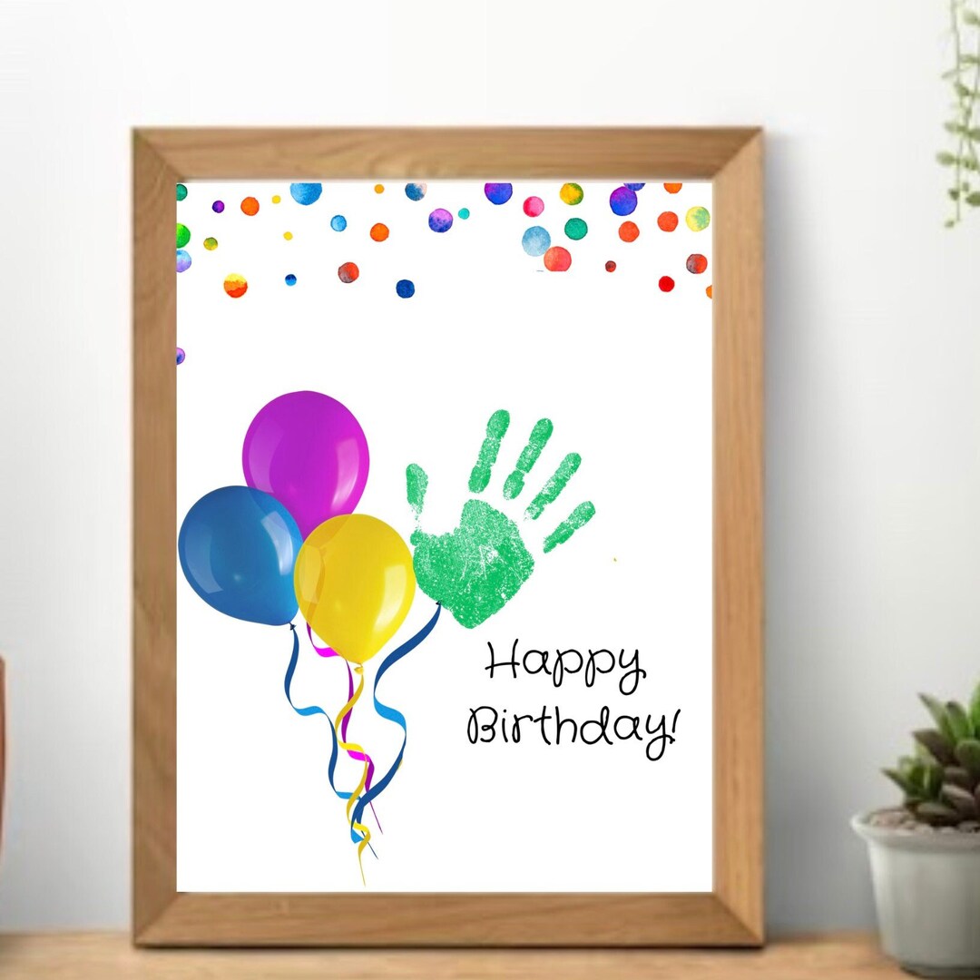 Happy Birthday Handprint Art Gift Personalized Birthday Gift for Mom ...