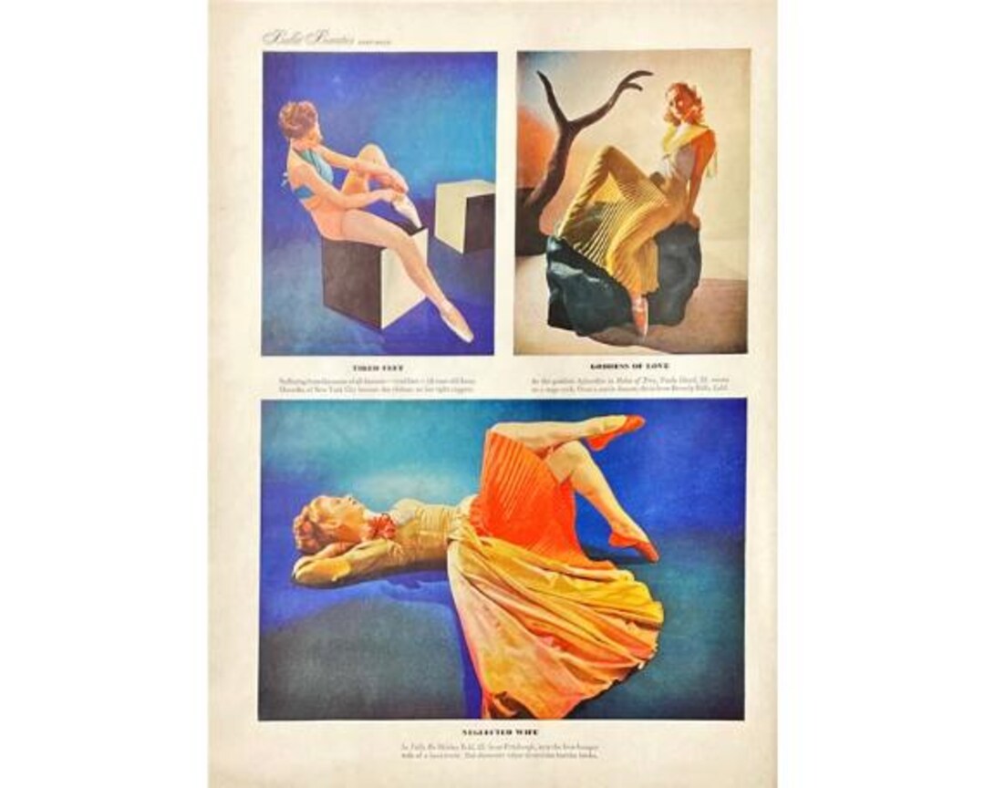 Vintage Print of 3 Ballerinas 1947 Original Magazine Ballet ...