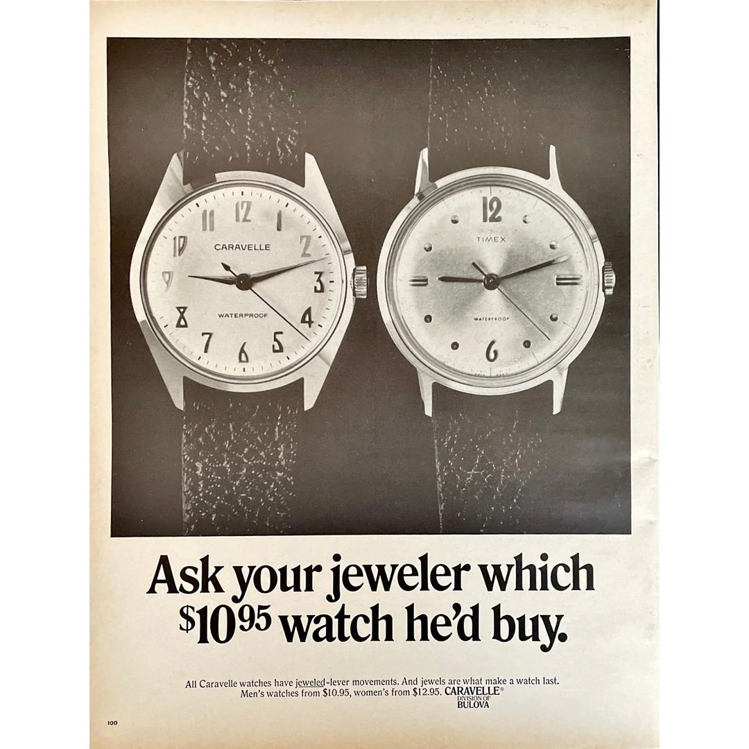Caravelle Watches 1967 Vintage Print Ad Retro Bulova Watch Memorabilia ...