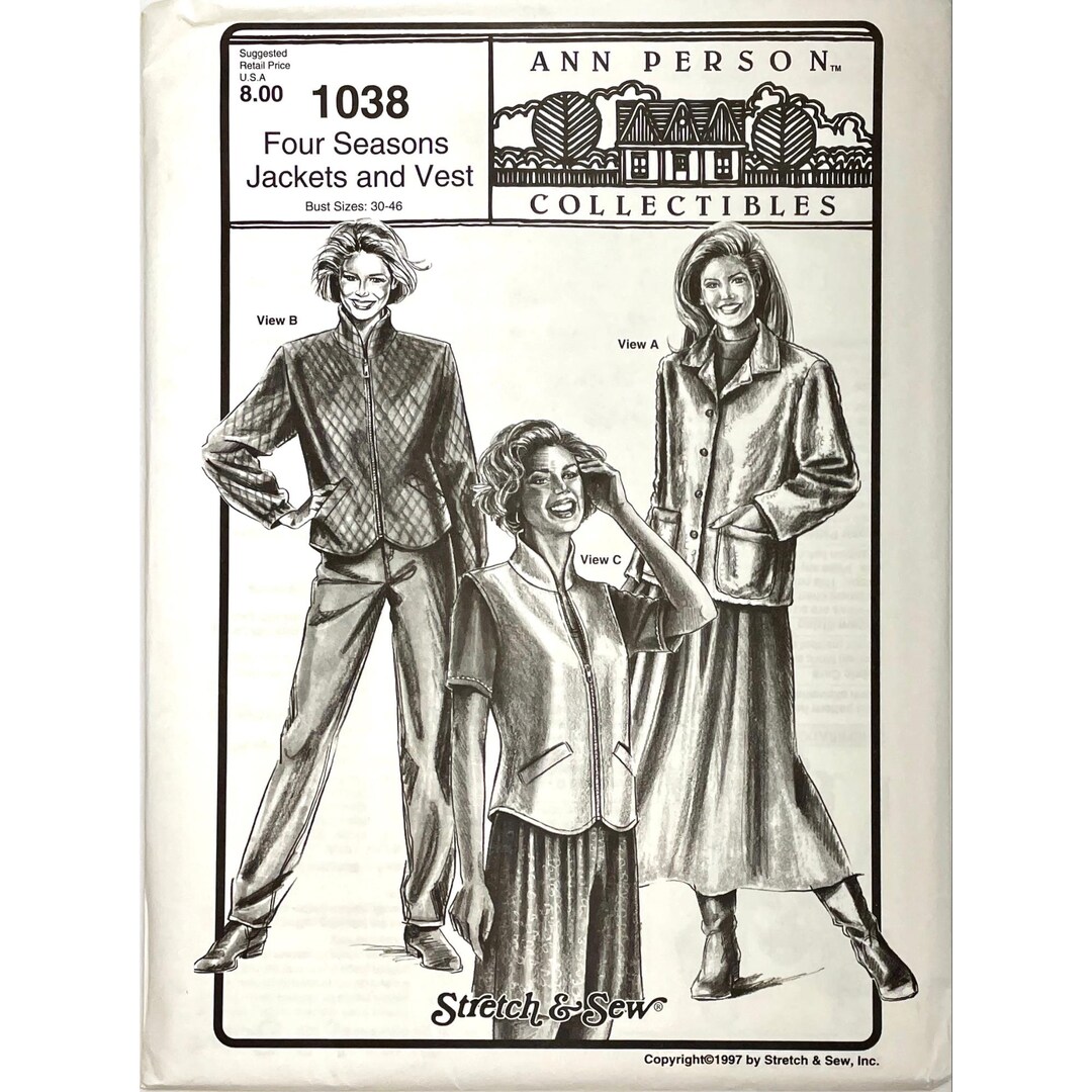 New Vintage Ann Person Collectibles Jacket & Vest Sewing Pattern Uncut ...