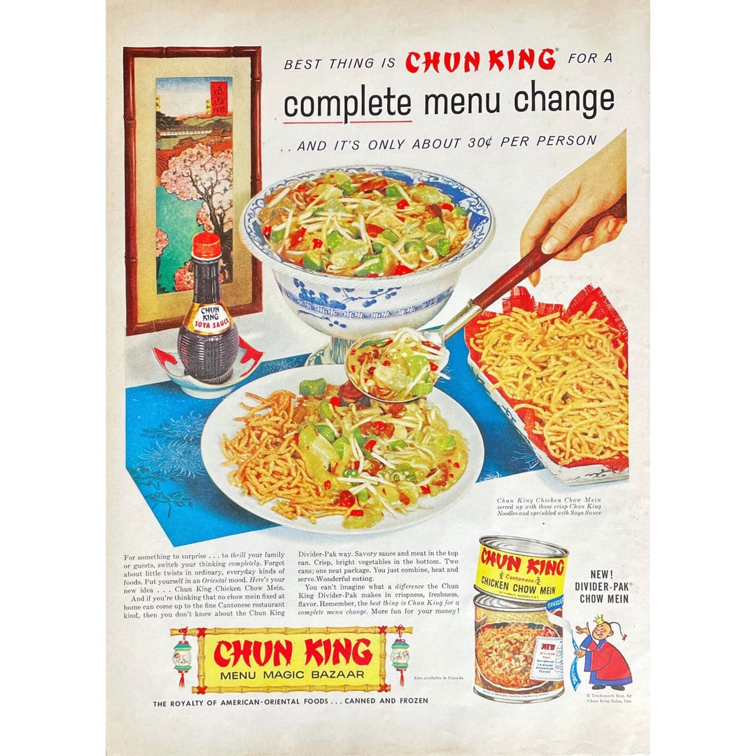 Chun King Chow Mein Vintage Print Ad 1958 Magazine Retro Canned Chinese ...