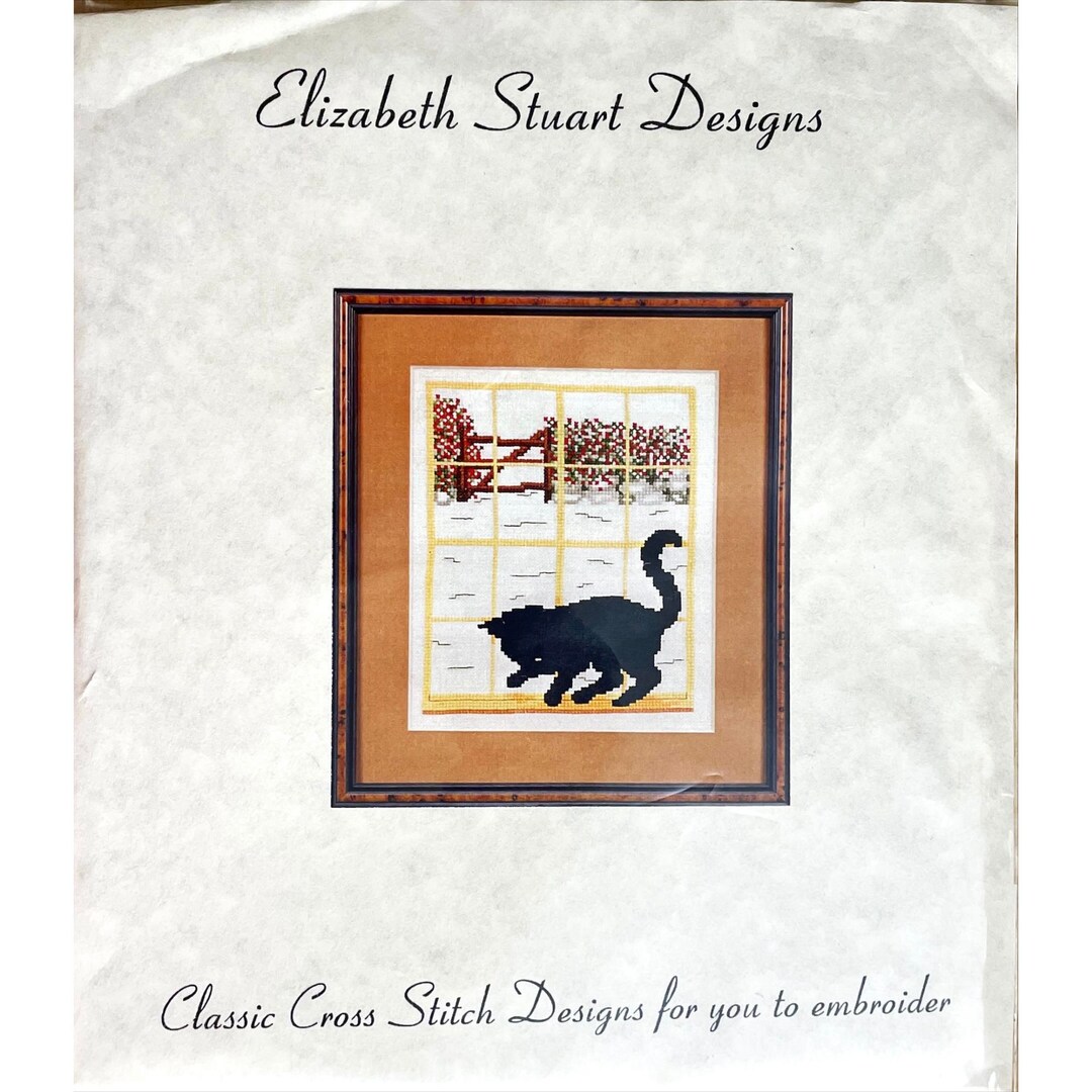 NEW Elizabeth Stuart Designs Cross Stitch Black Cat in Window ...