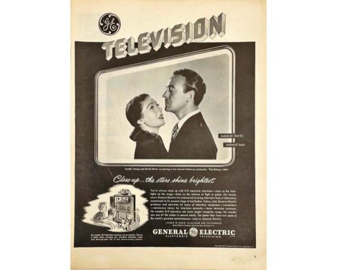 1947 General Electric TV Ad Original Magazine Vintage Television ...
