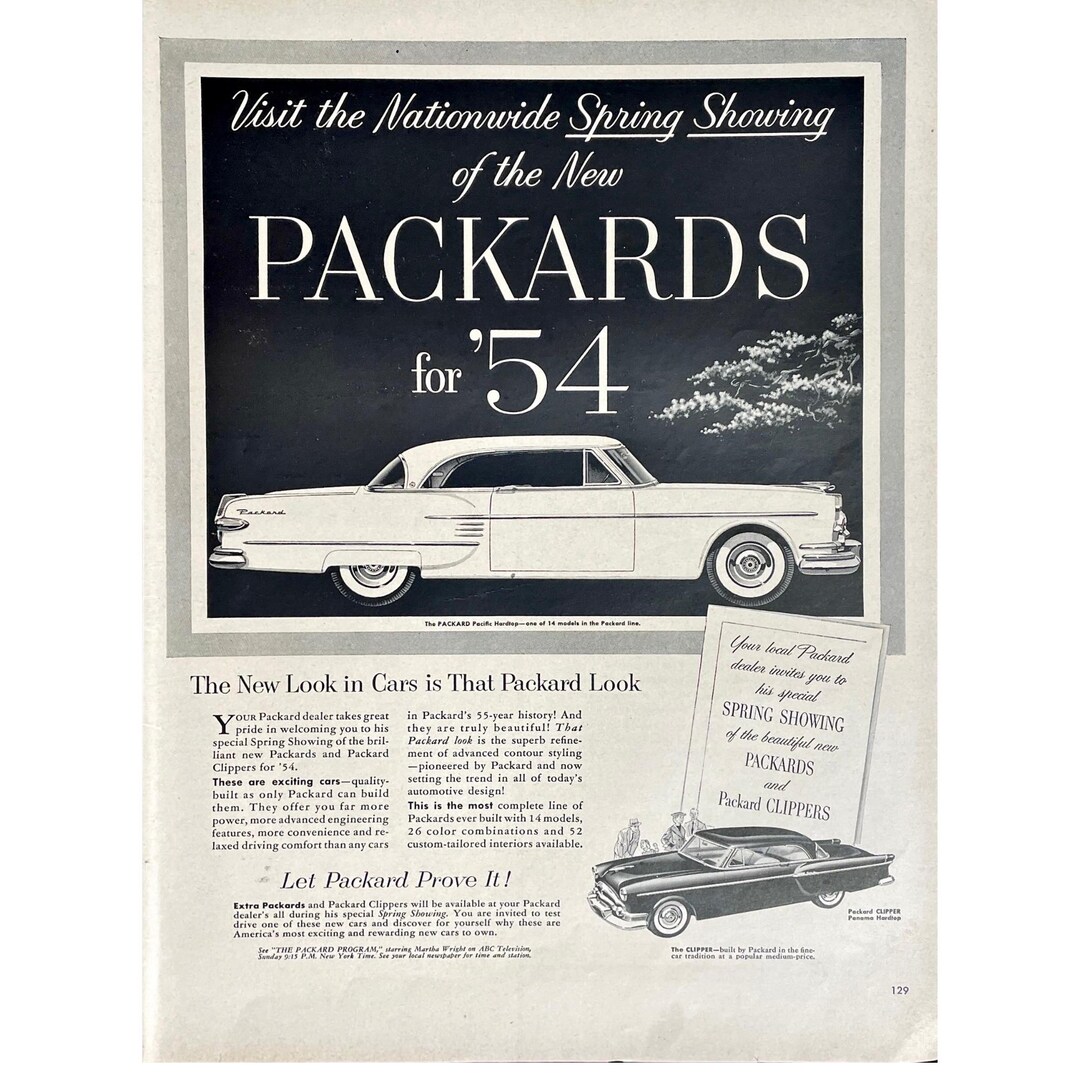 1954 Packard Vintage Print Ad Magazine Retro Car Advertisement Vintage ...