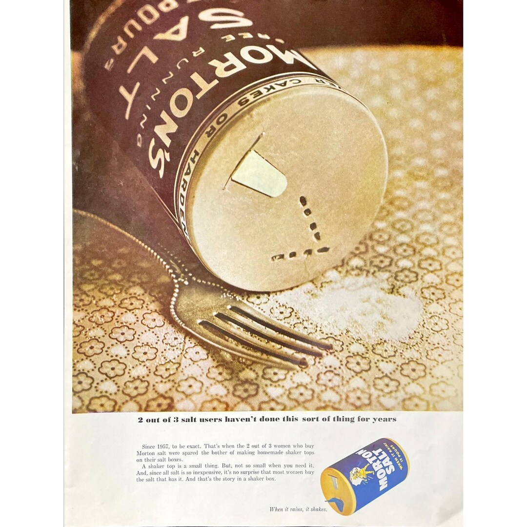 Morton Salt 1965 Vintage Print Ad Retro Condiment Vintage Morton Salt ...
