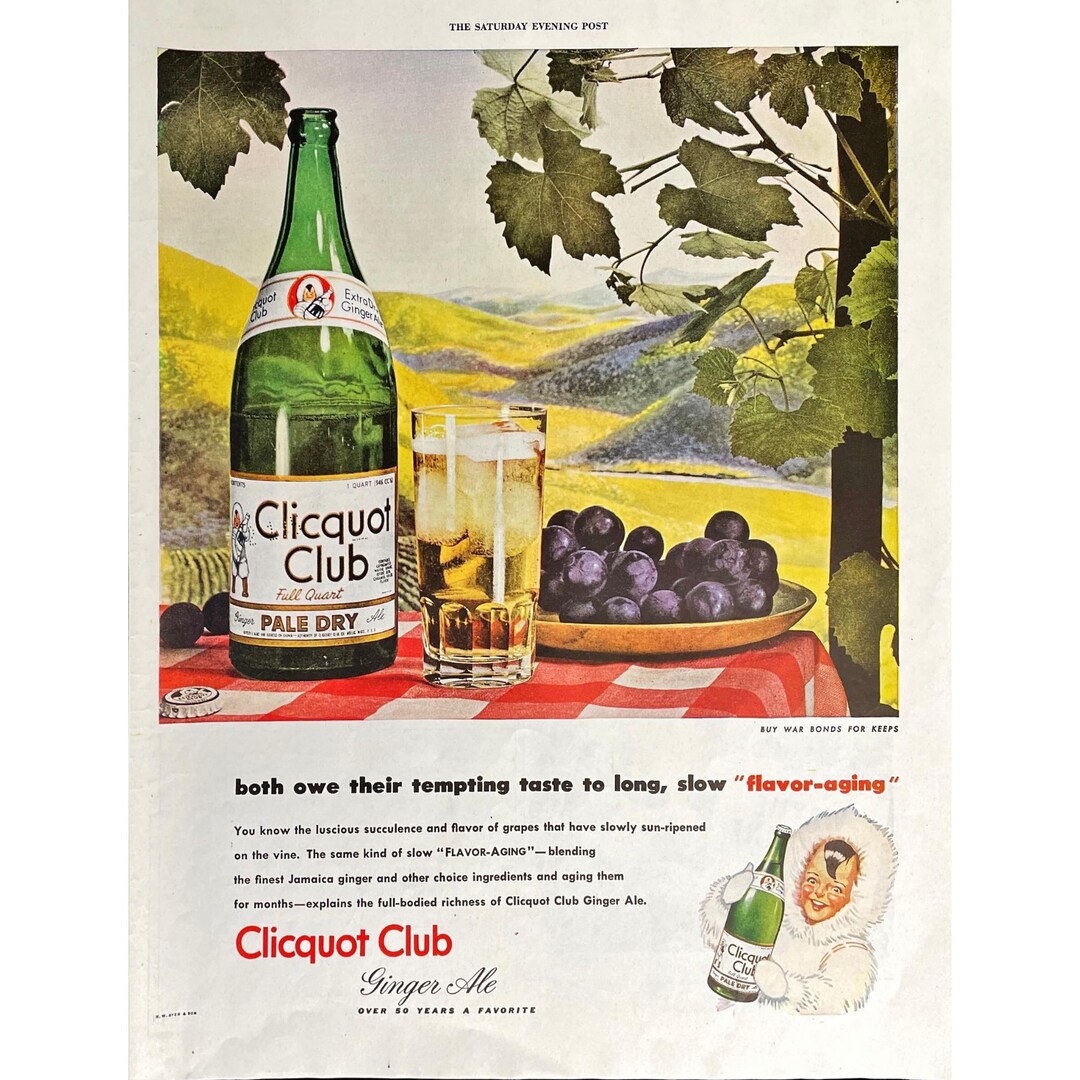 Clicquot Club Ginger Ale Vintage Print Ad 1945 Magazine Retro Soda Ads ...
