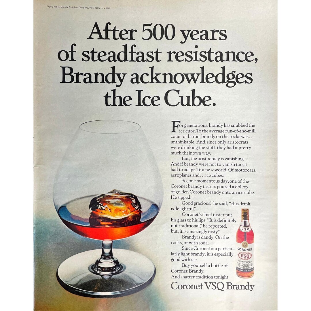 Coronet VSQ Brandy Vintage Print Ad 1969 Retro Brandy Memorabilia Vtg ...