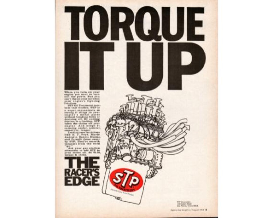 Vintage Print Ad STP Oil Treatment 1968 Original Magazine Advertising ...