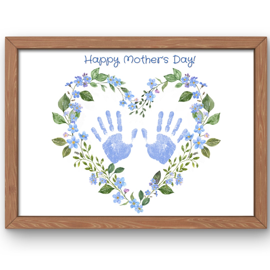 Mothers Day Kids Handprint DIY Card Wall Art Happy Mother's Day ...