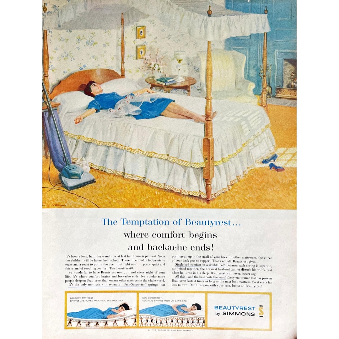 Vintage Print Ad Simmons Beautyrest Mattress 1959 Original Magazine ...