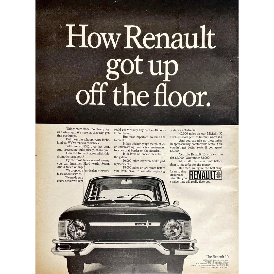 Renault Automobiles 1967 Vintage Print Ad Retro Car Memorabilia Renault ...