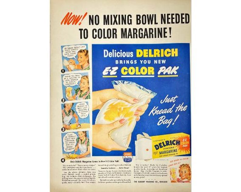 Vintage Print Ad Delrich Margarine 1947 Original Magazine Food ...