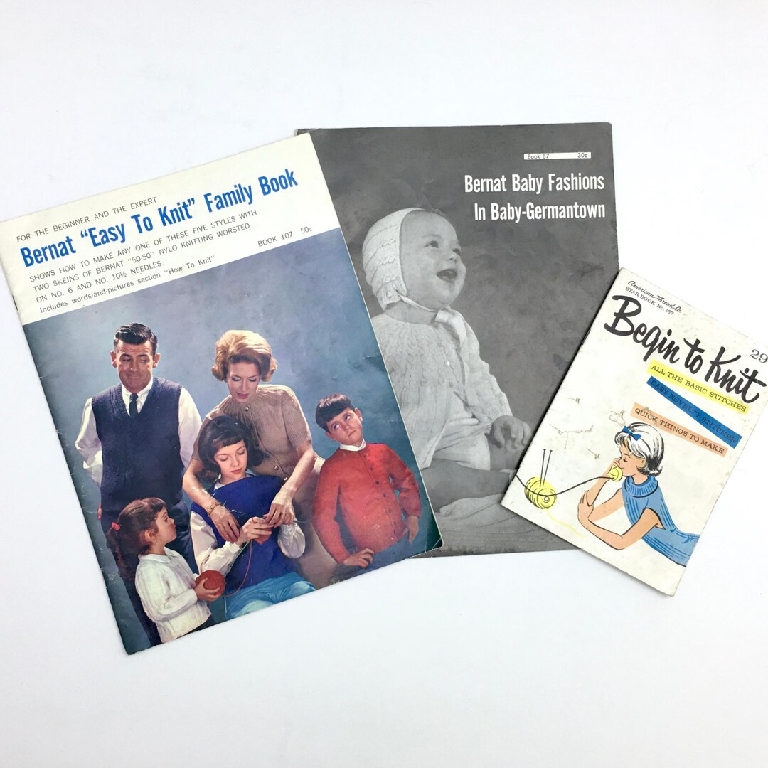 Vintage Knitting Books Set of 3 Knitting Pattern Books How to Knit ...