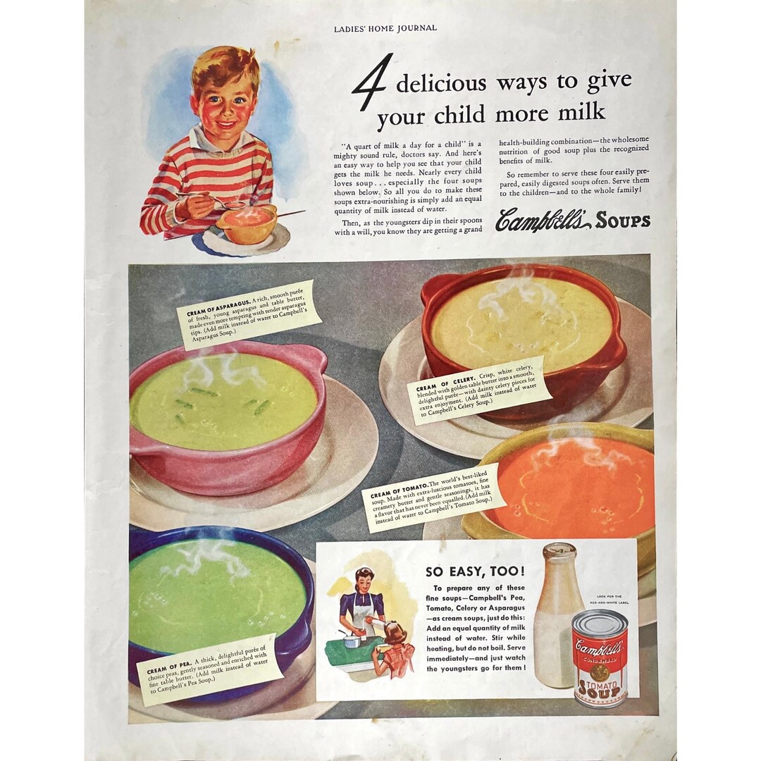 Campbell's Soup 1942 Vintage Print Ad Retro Campbell's Memorabilia Boy ...