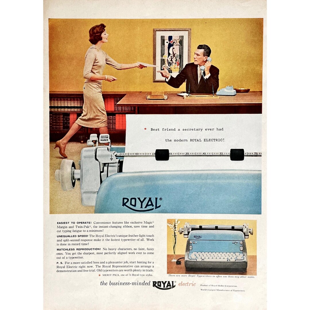 Vintage Print Ad Royal Electric Typewriters 1959 Original Magazine ...