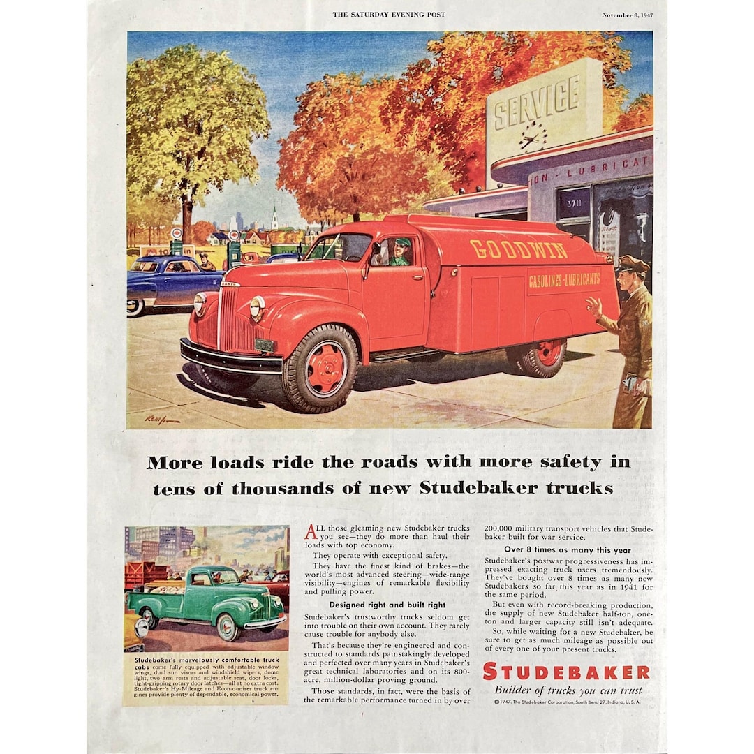 Studebaker Trucks Vintage Print Ad 1947 Retro Truck Ads Studebaker ...