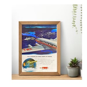 TWA Airlines Vintage Print Ad 1945 Retro Airplane Advertisement 1940's ...