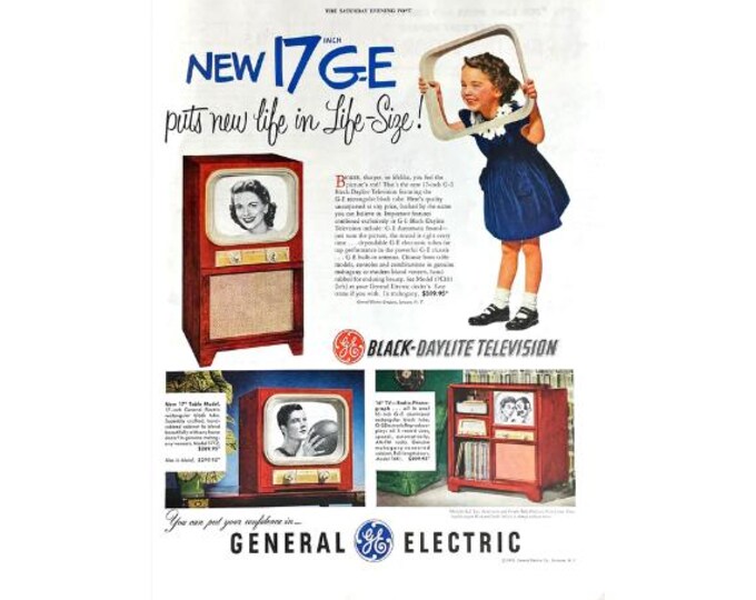 Vintage Print Ad GE Television Sets 1951 Original Magazine ...
