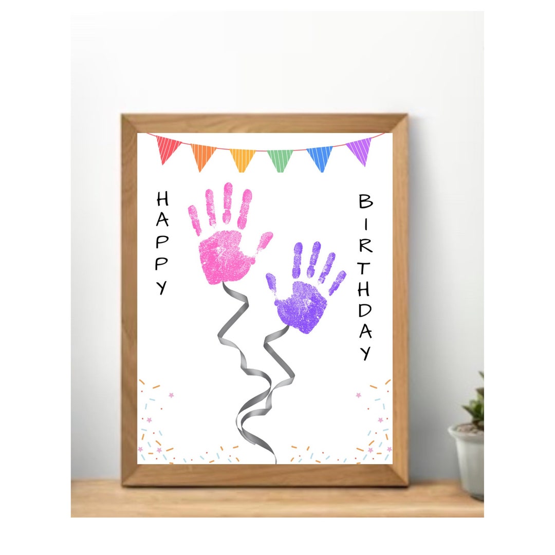 Happy Birthday Handprint Art Gift Personalized Birthday Gift for Mom ...