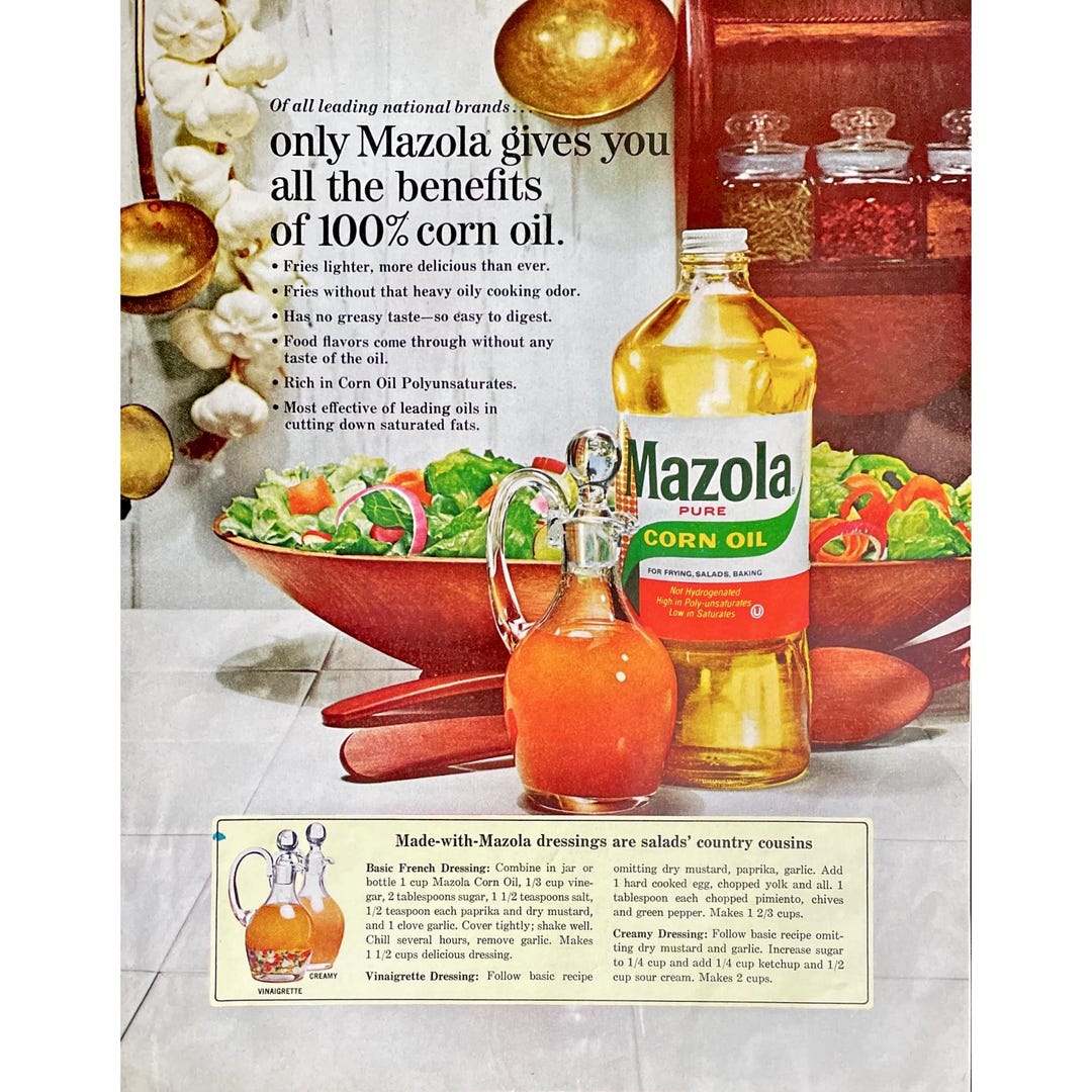 1965 Mazola Corn Oil Vintage Print Ad Retro Food Memorabilia Salad ...