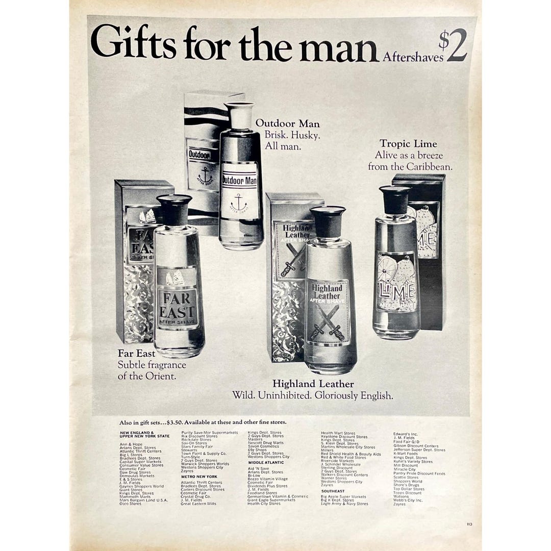 1967 Men's Aftershave Cologne Vintage Print Ad Retro Mens Scents ...