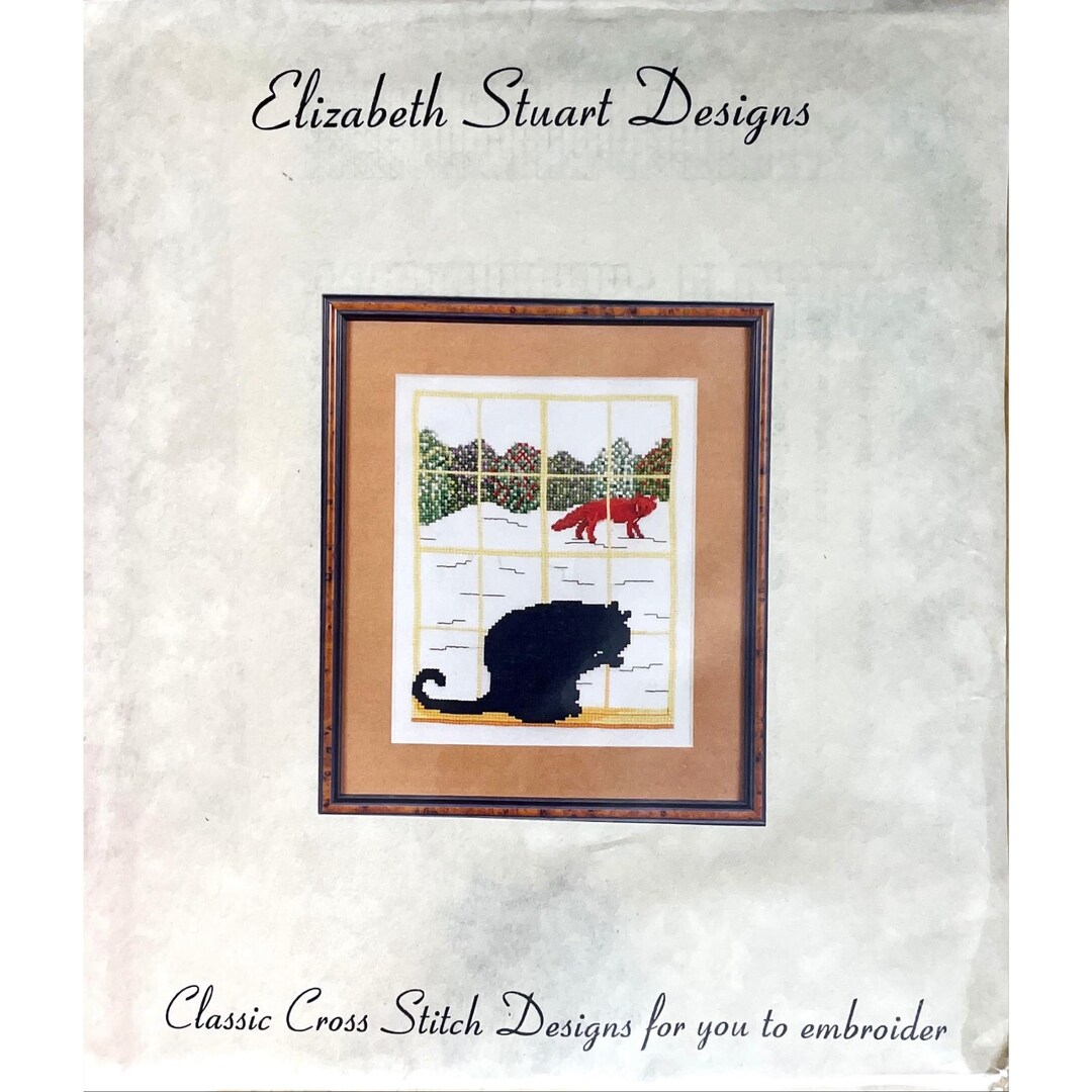 NEW Elizabeth Stuart Designs Cross Stitch Black Cat & Fox in Snow ...