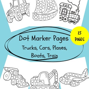 Trucks Cars Dot Marker Pages Easy Boys Dot Marker Printable Pages Kids ...