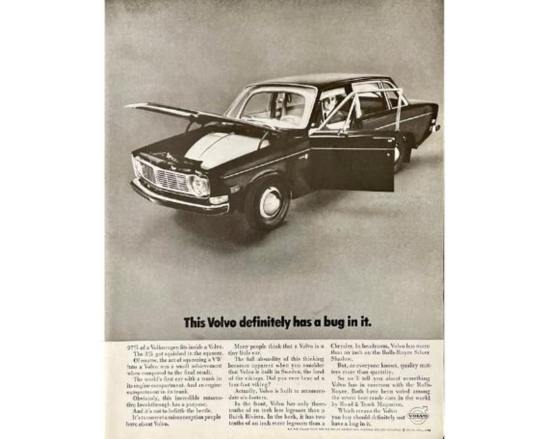 Vintage Print Ad for Volvo Cars 1968 Original Magazine Advertising ...