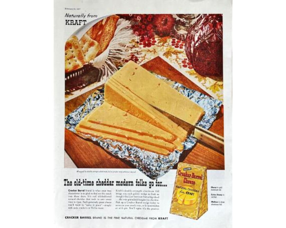 Vintage Print Ad Kraft Cracker Barrel Cheese 1951 Original Magazine ...