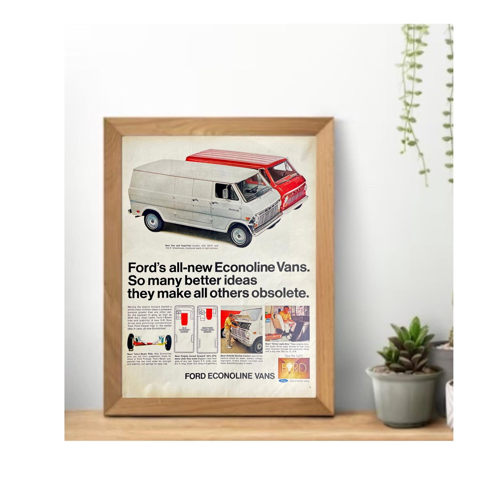 1968 Ford Econoline Vans Vintage Print Ad Retro Ford Memorabilia Photo ...