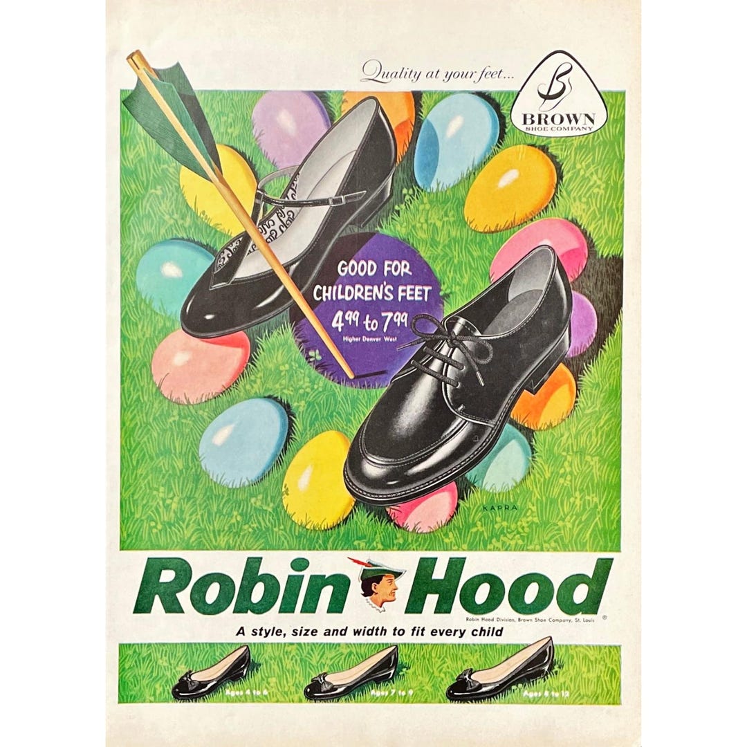 Vintage Print Ad Robin Hood Kids Shoes 1959 Easter Outfits Original ...