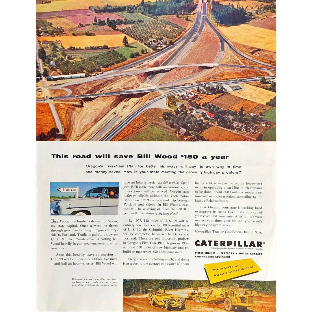 Caterpillar Equipment 1955 Vintage Print Ad Retro Road Construction ...