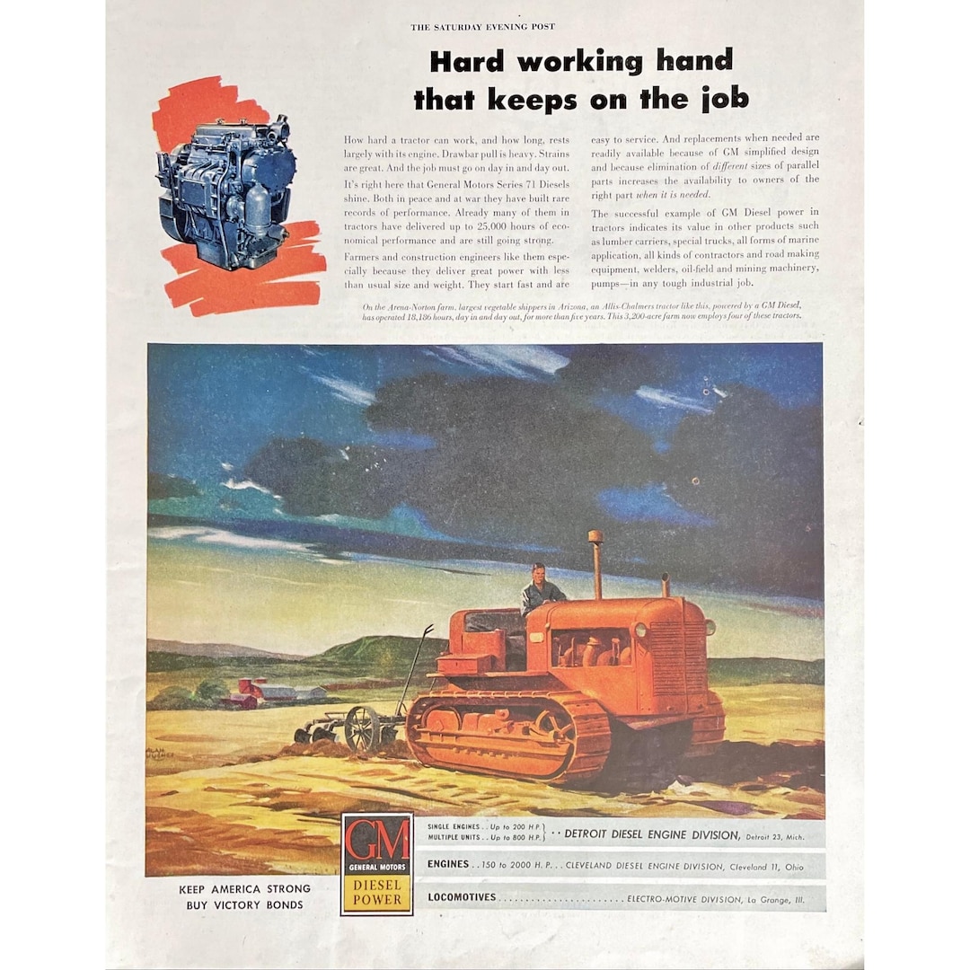 GM Diesel Engines Vintage Print Ad 1945 General Motors Memorabilia ...