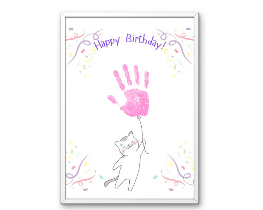 Happy Birthday Handprint Art Gift Personalized Birthday Gift for Mom ...