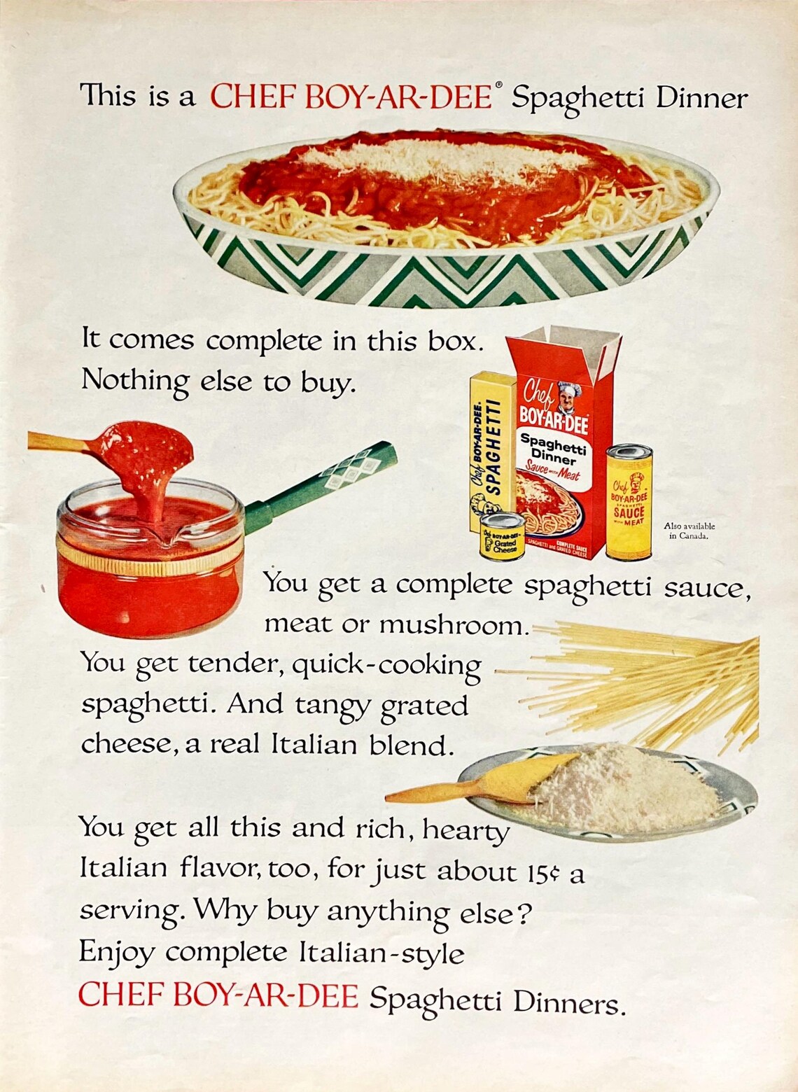 Chef Boy Ar Dee Vintage Print Ad 1959 Original Magazine Advertisement ...