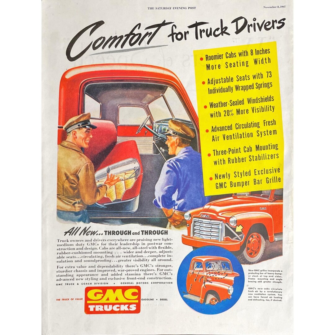 GMC Trucks Vintage Print Ad 1947 Retro Work Truck Ads GMC Memorabilia ...