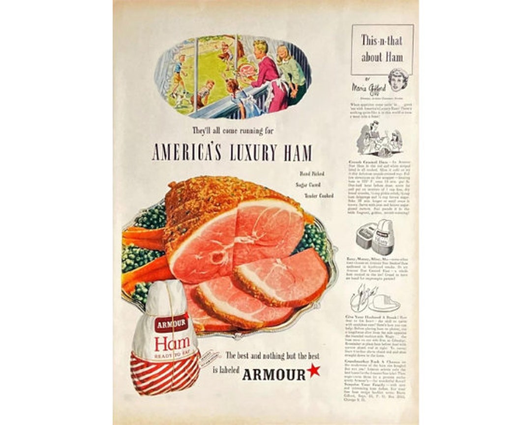 Armour Ham Vintage Print Ad 1947 Food Original Magazine Advertising ...
