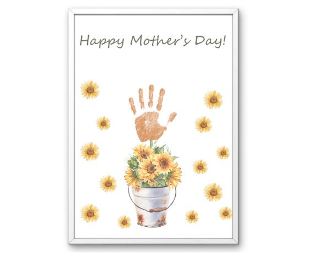 Mothers Day Kids Handprint DIY Card Wall Art Happy Mother's Day ...