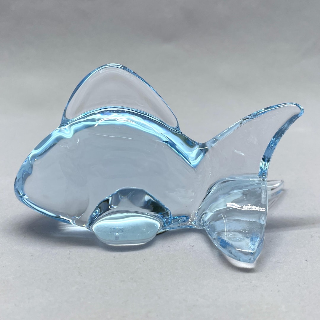 Vintage Oneida Light Blue Fish Figurine Lead Crystal Hand Cut Blown ...