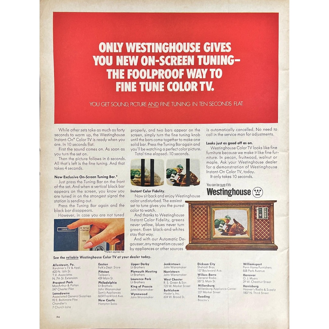 1967 Westinghouse Color TV Vintage Print Ad Retro Console Television ...