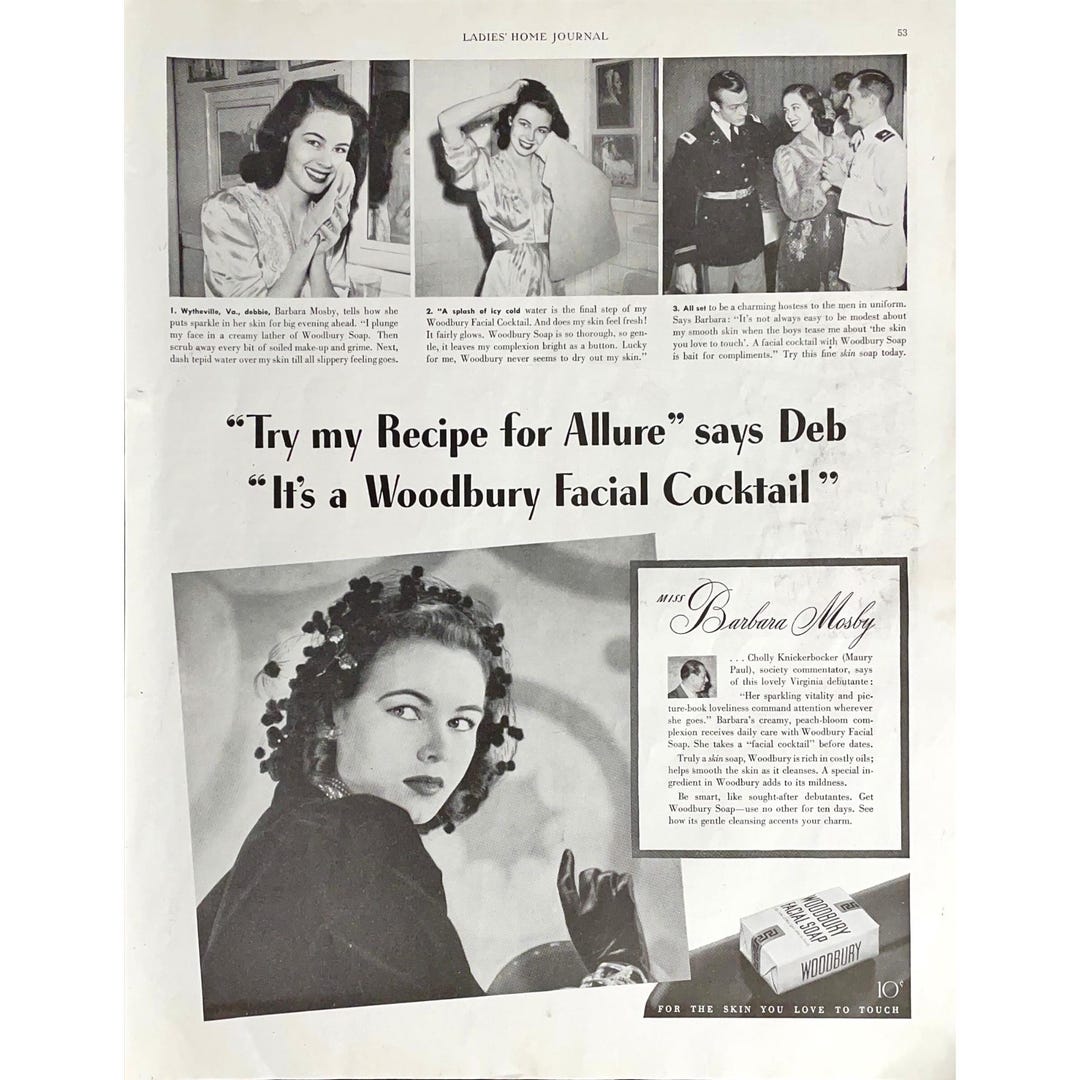 Woodbury Facial Soap 1942 Vintage Print Ad Barbara Mosby Retro Soap ...