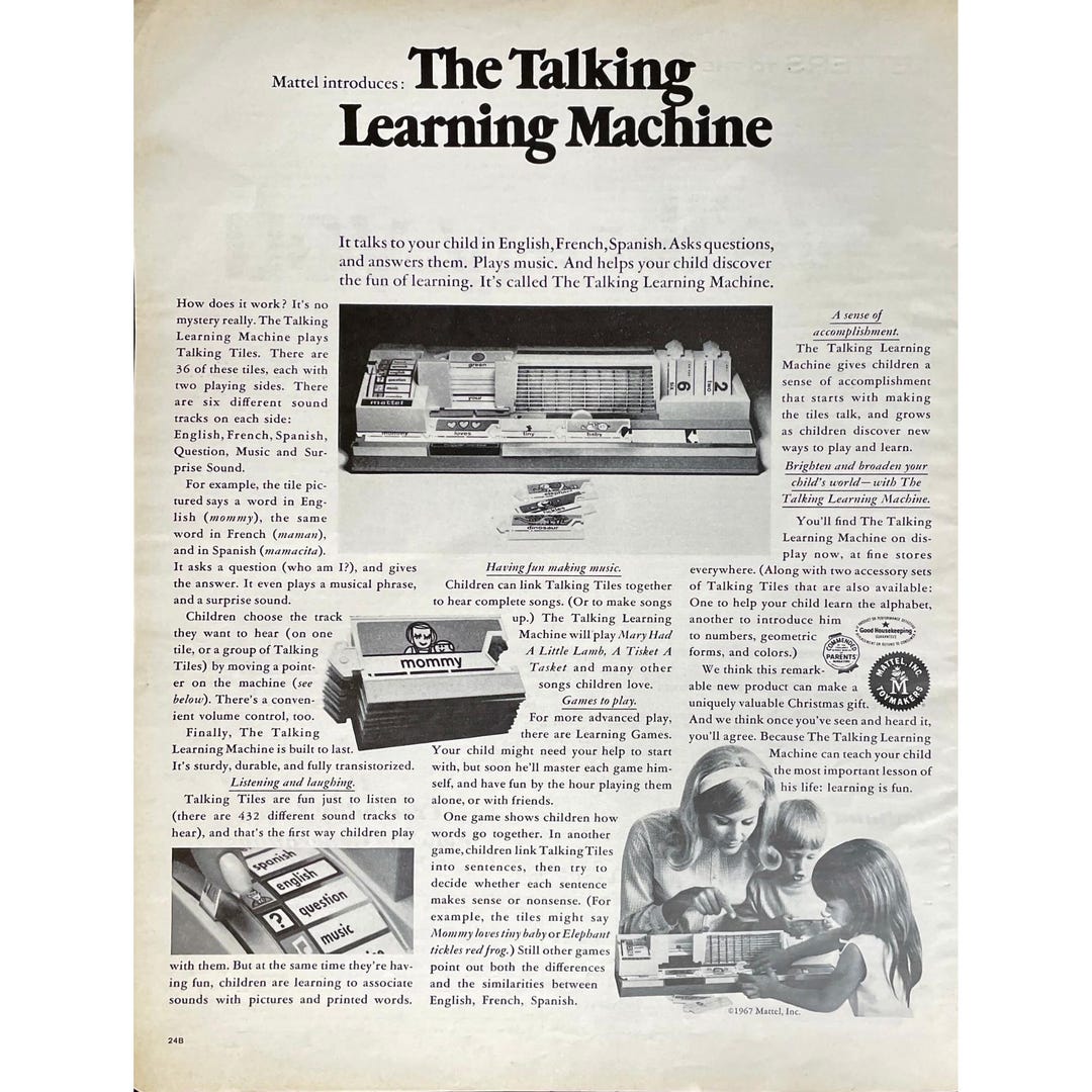 Mattel Talking Learning Machine Vintage Print Ad Kids Educational ...