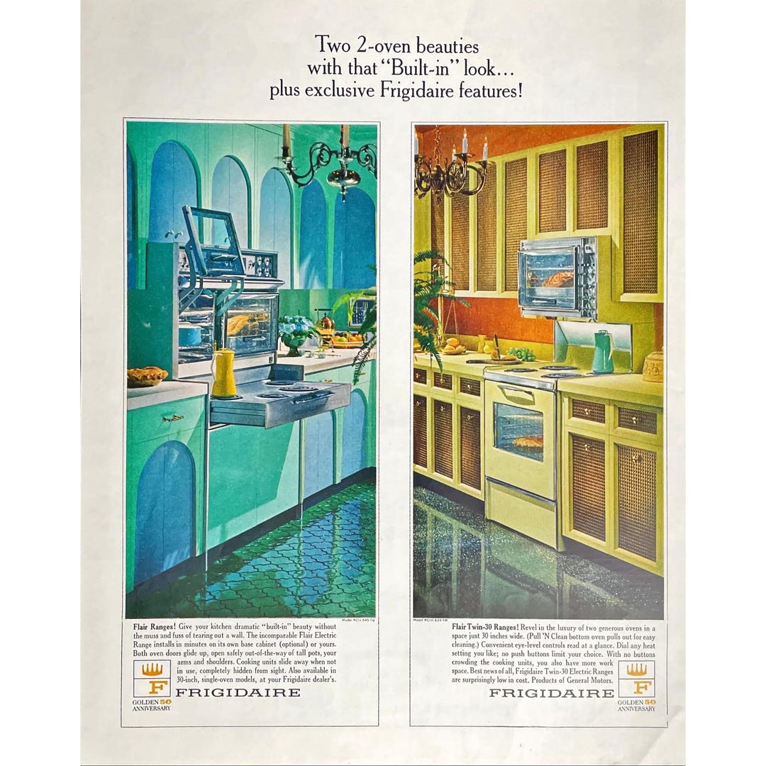 Frigidaire Ovens 1965 Vintage Print Ad Retro Kitchen Photo Ad Stove ...