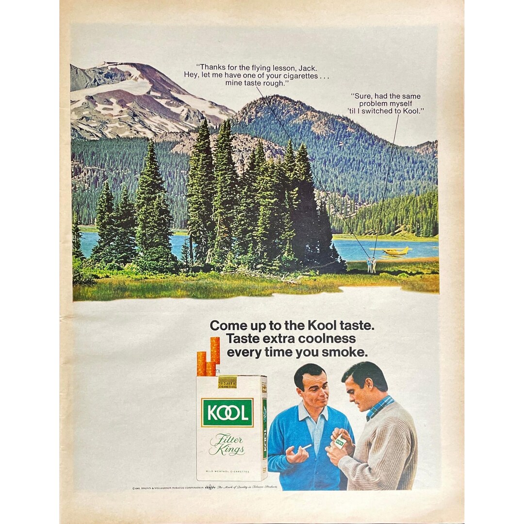 1967 Kool Cigarettes Vintage Print Ad Retro Smoking Men Menthol ...