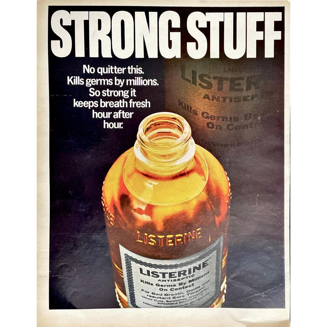 Listerine Vintage Print Ad 1969 Vintage Listerine Bottle Photo Retro ...