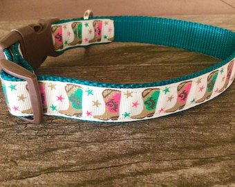 Western Dog Collar Cowboy Boots and Bandana Patch, Limited Slip ...