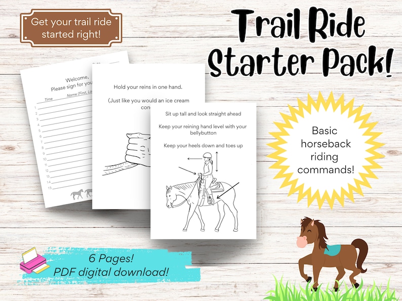 Trail Ride Starter Pack, Horseback Riding, Digital Download, Printable ...