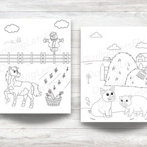 Farm Animal Printable Coloring Pages for Kids- Fall Theme, Happy Animal ...