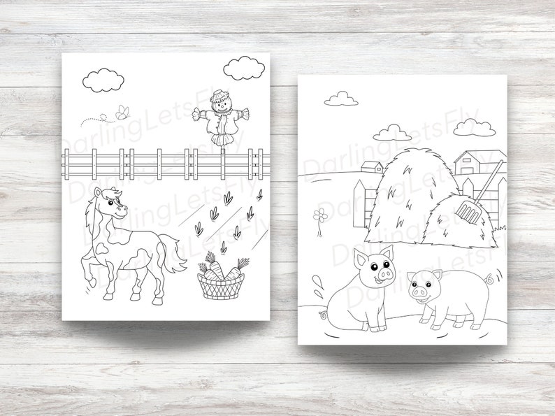 Farm Animal Printable Coloring Pages for Kids- Fall Theme, Happy Animal ...